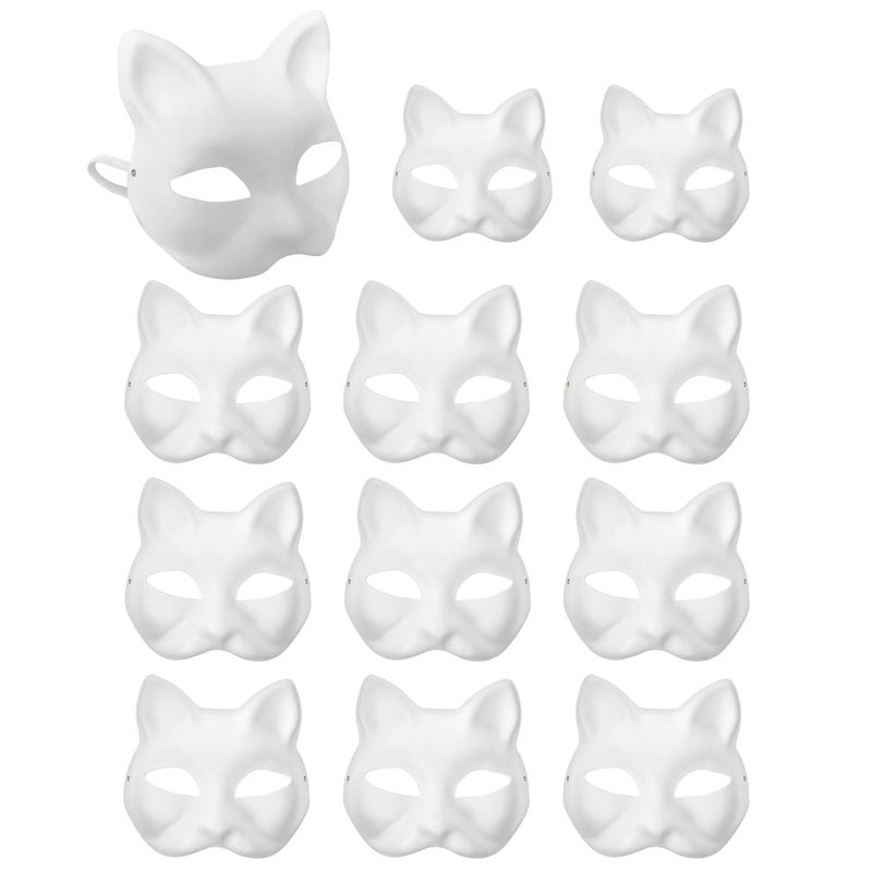 XIPEGPA 12 PCS Therian Masks White Paper Cat Masks to Painted Half ...