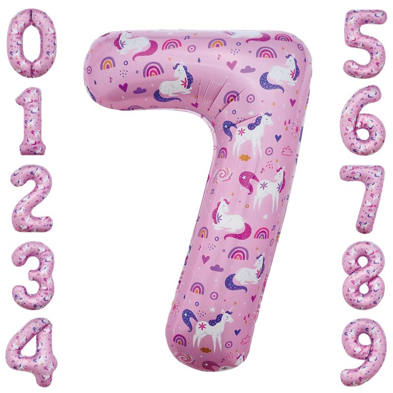 40 Inch Unicorn Number 7 Balloon 7th Unicorn Birthday Decorations for ...