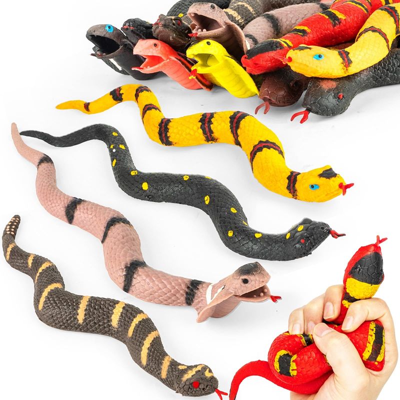 Niskaqsn 5PCS Realistic Rubber Snake,Soft and Stretchy Snake Toys for ...