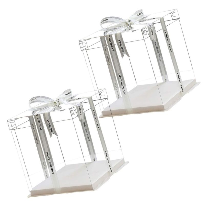 Semazz Clear Tall Cake Box,2 PCS Cake Boxes 6 Inch with Cake Board ...