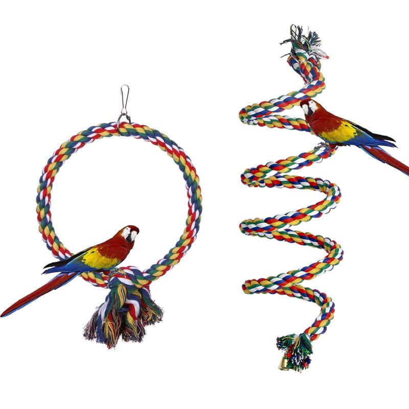 Aedcbaide Bird Parrots Toys, 2 Pack Parakeet Parrot Swing Chewing ...