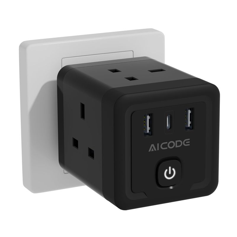 Multi Plug Adapter with 3 USB, AICODE 4 Way Multi Plug Extension with ...