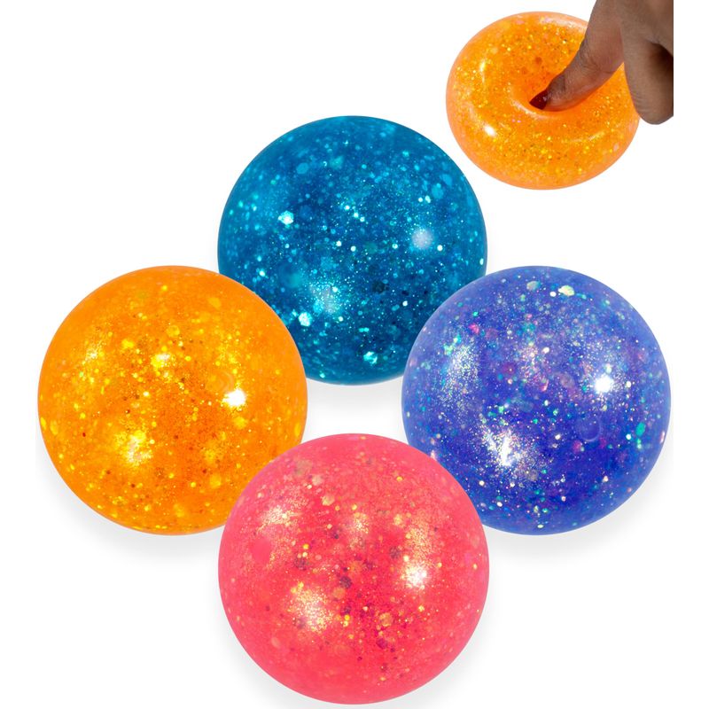 Glitter Gumball Squish Ball for Stress by Playmaker - Relieve Anxiety ...