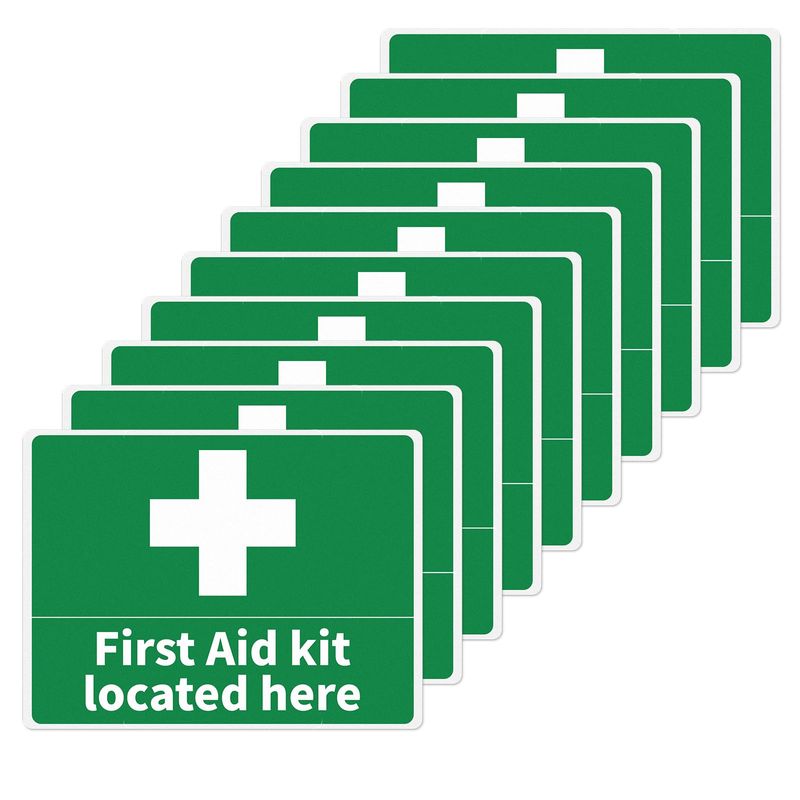 hnhesn 10 Pack First Aid Kit Located Here Sticker 200 x 150 mm Vinyl ...