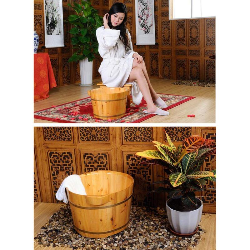 Hinoki Foot Bath Barrel Household Foot Wash Bucket Facial Wash Laundry ...