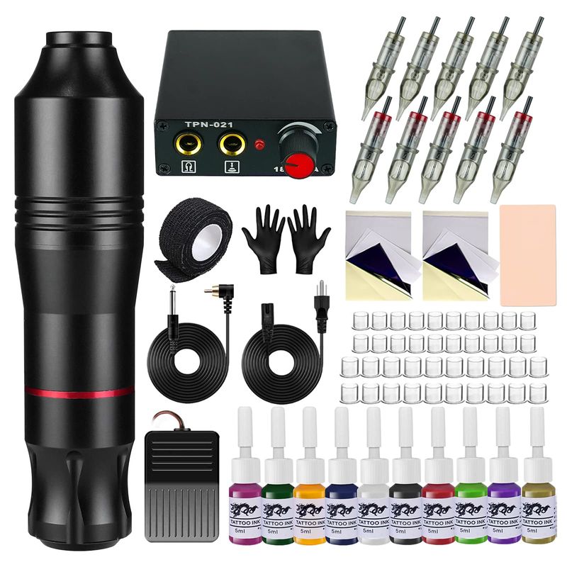 Blackbudda Tattoo Kit, Rotary Tattoo Gun Kit with Power Supply, Foot ...