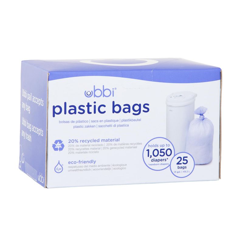 Ubbi Diaper Pail Plastic Bags, Disposable Baby Waste Bags, Single Pack ...