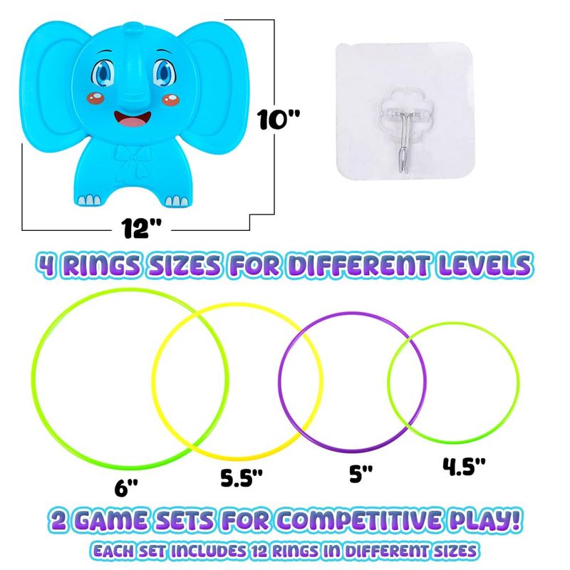 Gamie Elephant Ring Toss for Kids, Set of 2 Wall Ring Toss Games, Toss ...