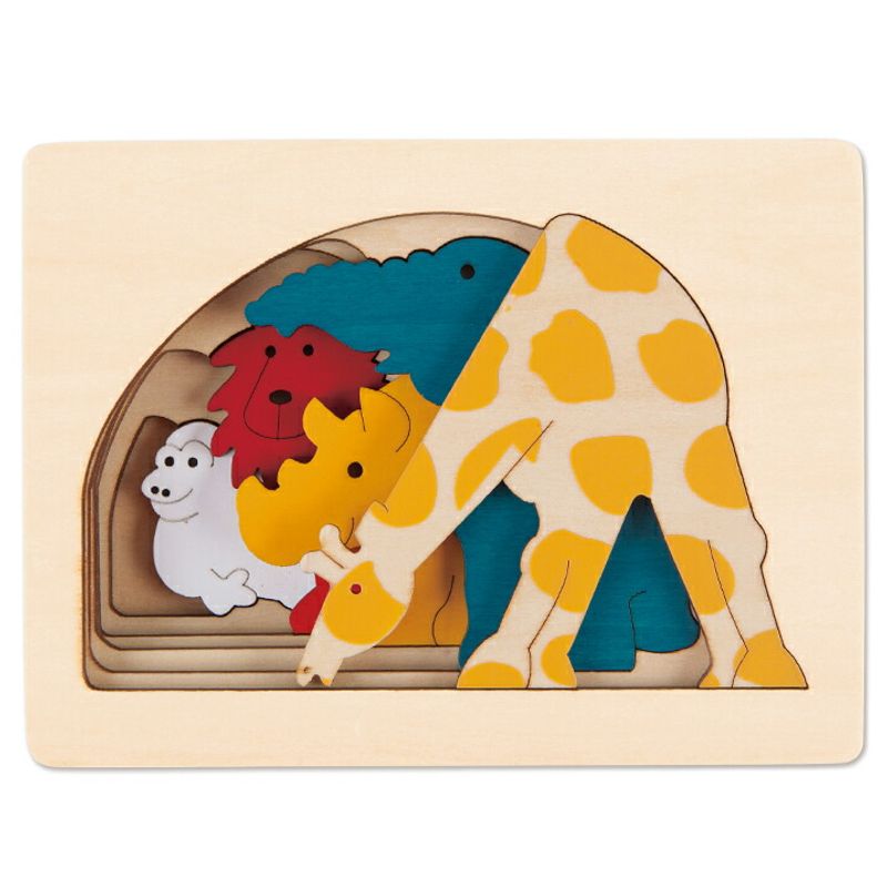 George Luck Peep Puzzle Giraffe 5-fold puzzle Wooden toy Wooden puzzle ...