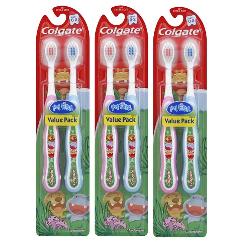 Colgate My First Baby and Toddler Toothbrush, Extra Soft Toothbrush, 6 ...