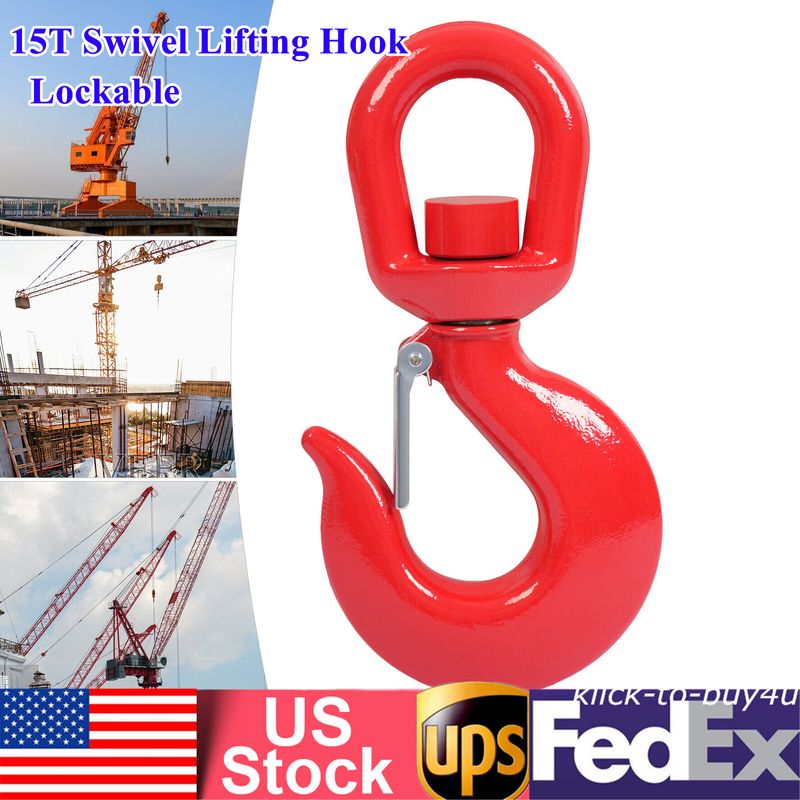 15 Ton Swivel Lifting Hook Heavy Duty Round Rotating Hook with Safety ...