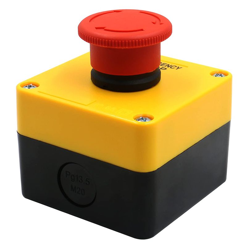 Heschen Red Sign Emergency Stop Switch, Push Button Switch, 660V 10A, With Box - Online ...