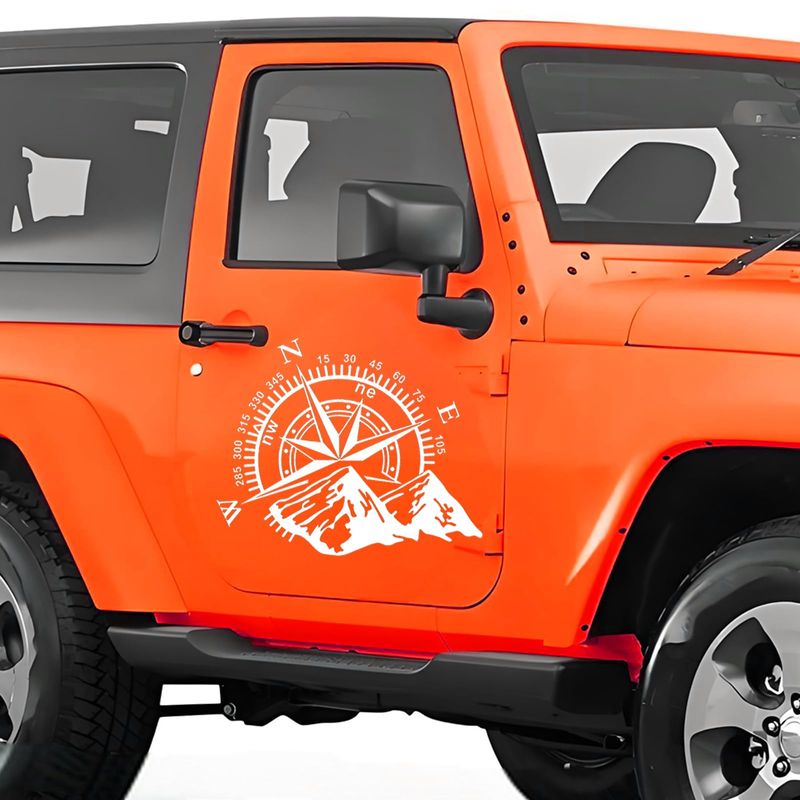 Compass Mountain Car Sticker, Waterproof Vinyl Auto Decal Compass Car ...