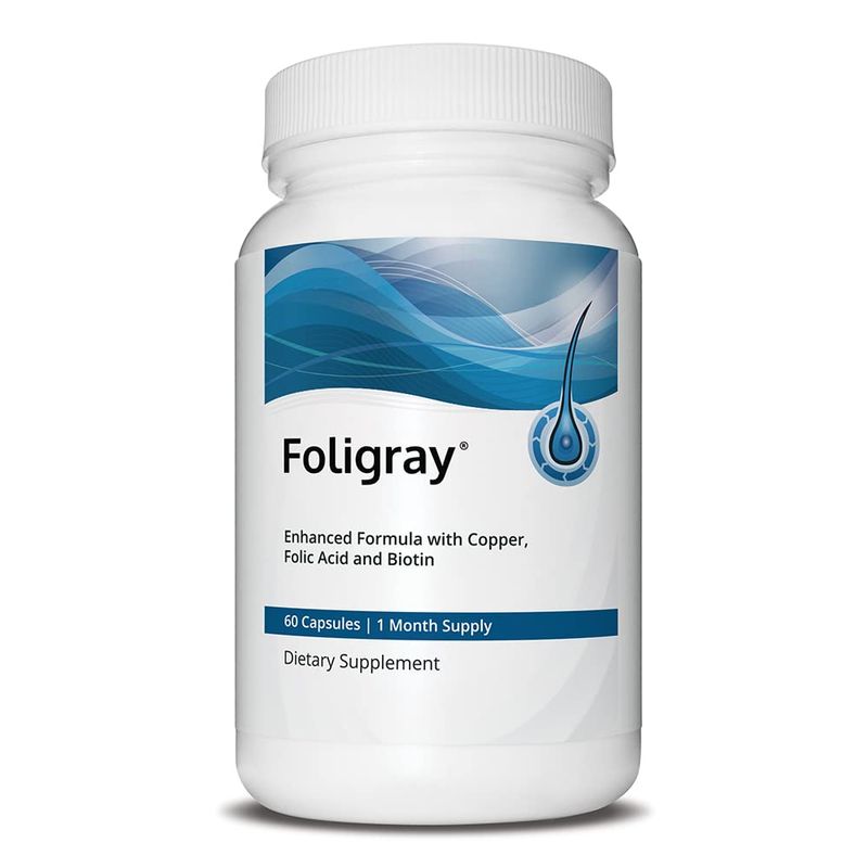 Foligray Hair Supplement with Hair Vitamins, Catalase, Copper and ...