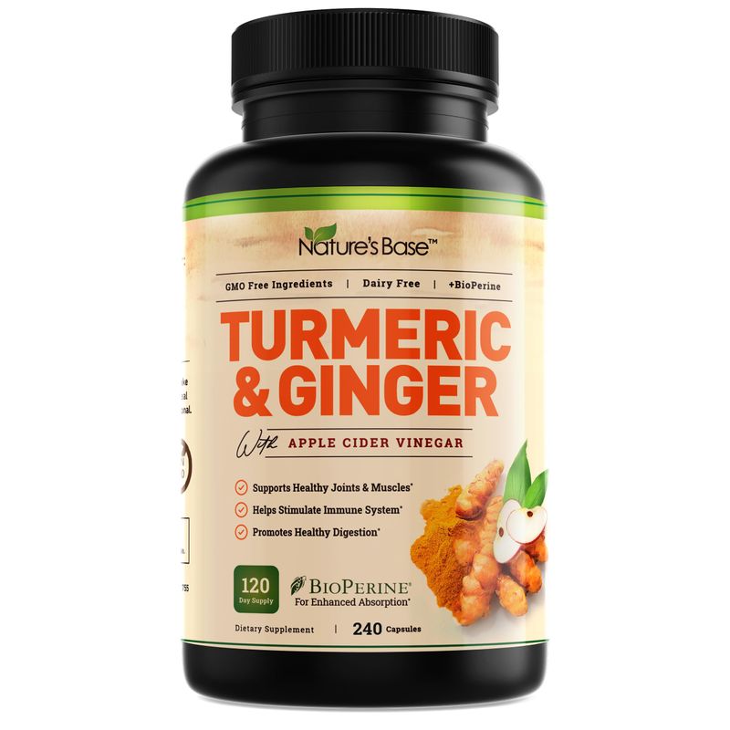 NATURE'S BASE Turmeric Curcumin Supplement - with Ginger, Apple Cider ...