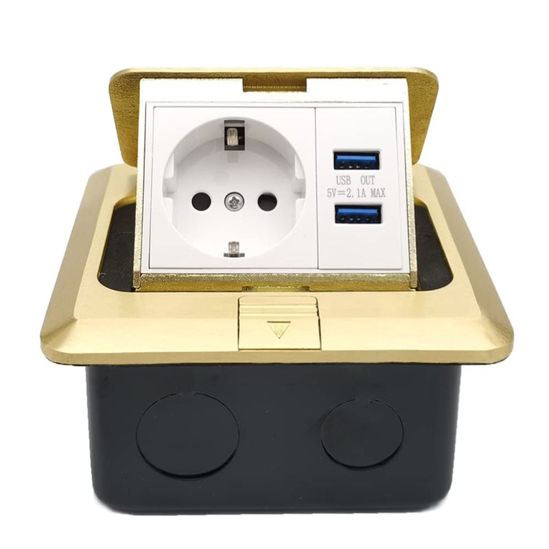 Bouncing Floor Socket, 2-Way Table Socket with 2 USB Ports, Wall Socket ...