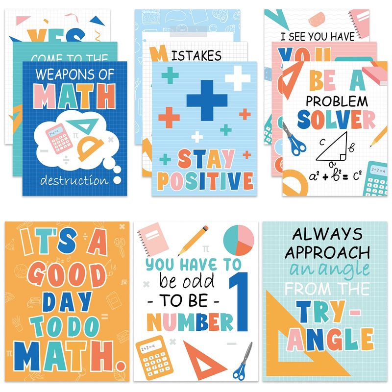 gisgfim 12Pcs Math Posters Fun Motivational Math Teacher Bulletin Board ...