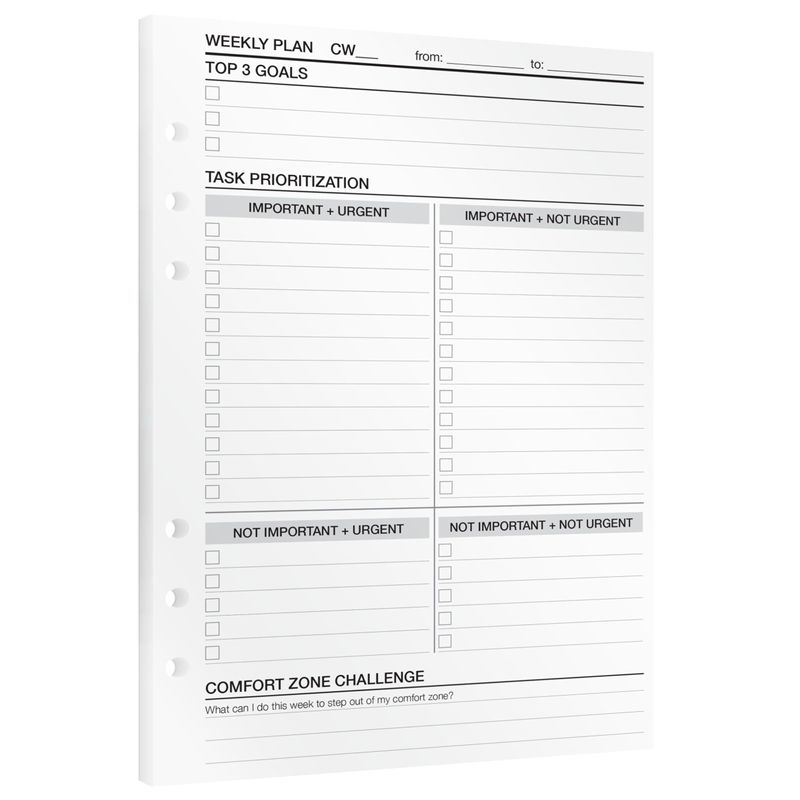 KOMPASS® Weekly Planner | A5 Planner Inserts | 30 Sheets for Weekly Planning, Goal Setting ...