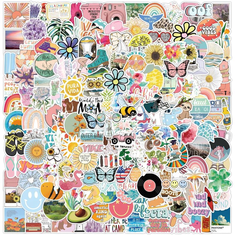 200Pcs Cute Waterproof Vinyl Stickers for Kids - Water Bottle, Laptop ...