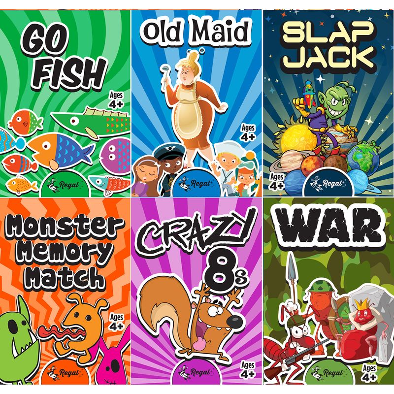 Regal Games Card Games for Kids - Go Fish, Crazy 8's, Old Maid, Slap ...