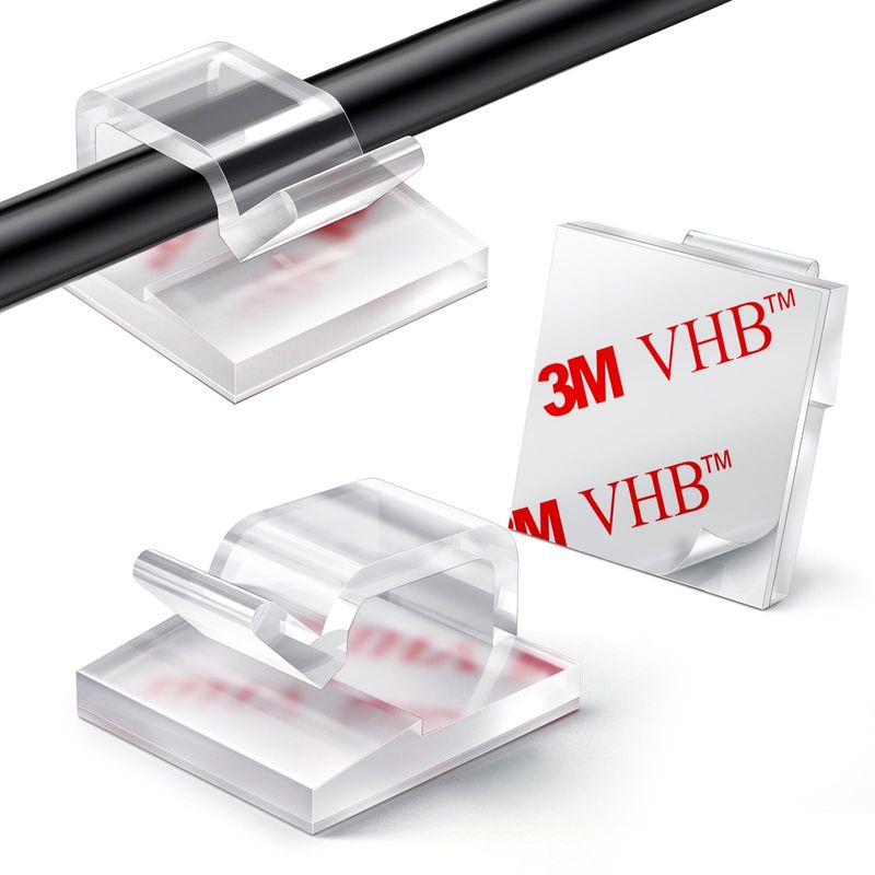 KGROTE 100PCS Cable Clips, Adhesive Wire Clips Strong Cord Clips Wire ...