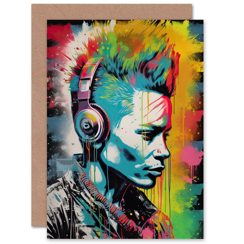 Artery8 Punk Rock Scene Music Vibrant Anarchy Custom Greeting Card ...