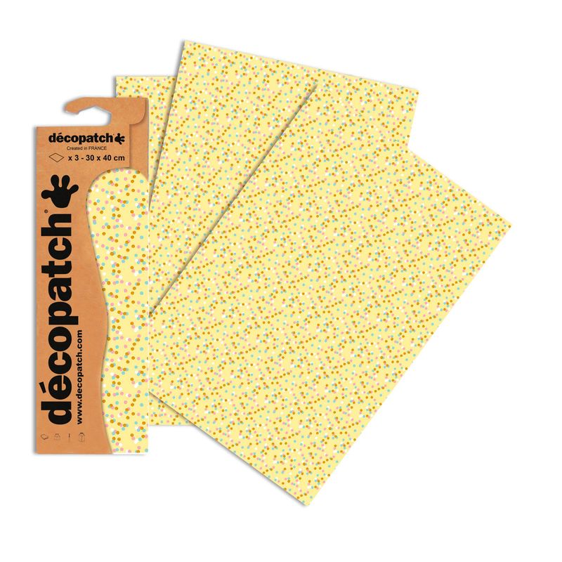 Décopatch - Ref C746O - Yellow Pastel Dotted Pattern Paper Pack - Each ...
