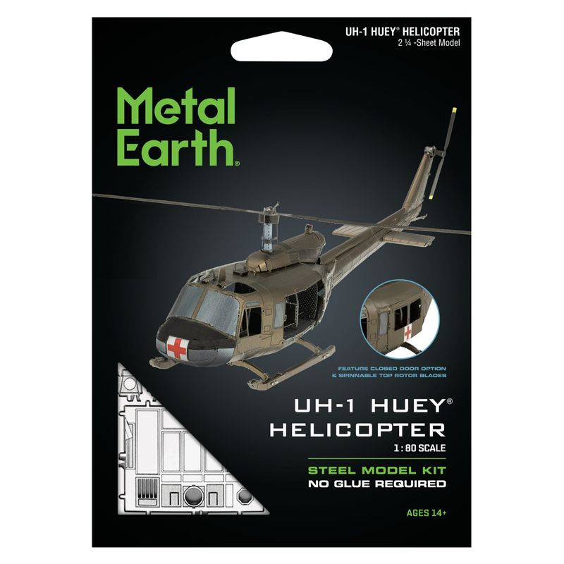 Fascinations Metal Earth UH-1 HUEY HELICOPTER (1:80 Scale) 3D Steel ...