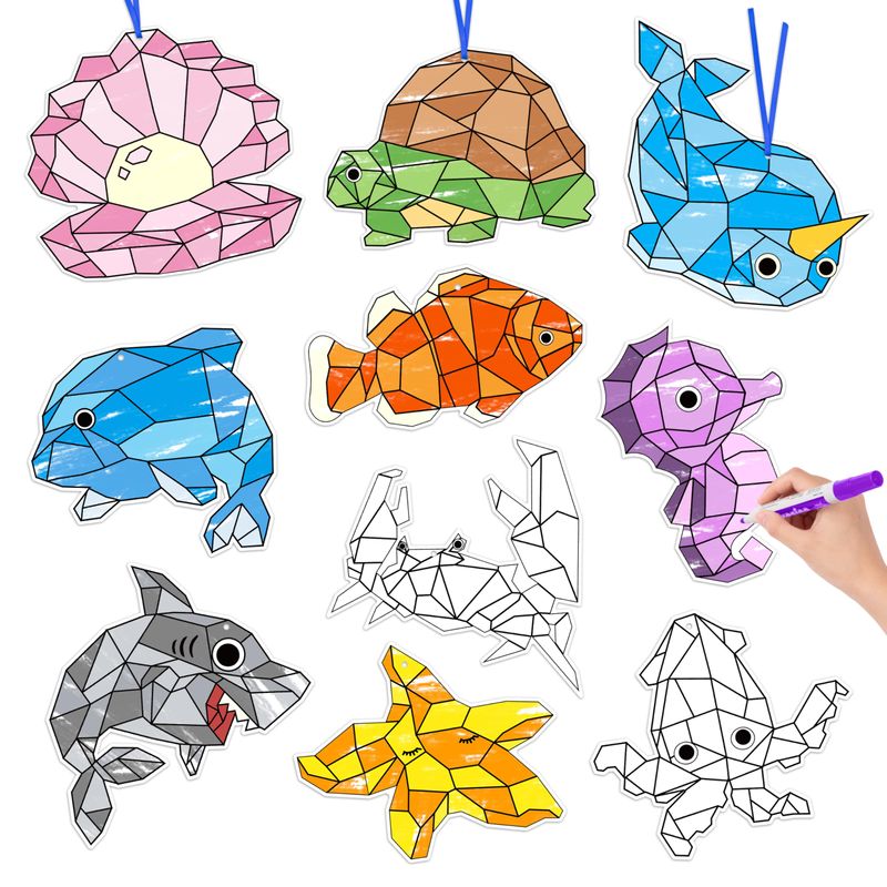 BeYumi Coloring Ocean Animals Kit - 83Pcs Color Your Own Ocean Animals ...