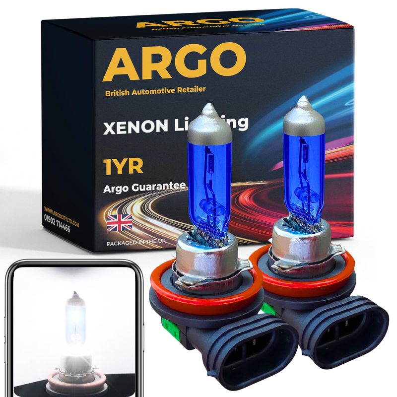 Argo H8 Headlight Bulb 100w Xenon White 6000k 12v PGJ19-2 Front Fog ...