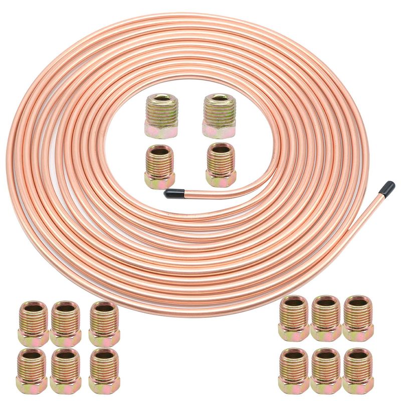 1/4" 25 ft Brake Line Tubing Kit Copper Coated Flexible Line Tube for ...