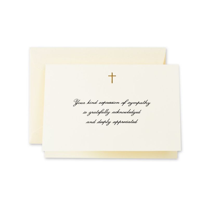 Crane & Co. Hand Engraved Gold Cross Sympathy Acknowledgement Note ...