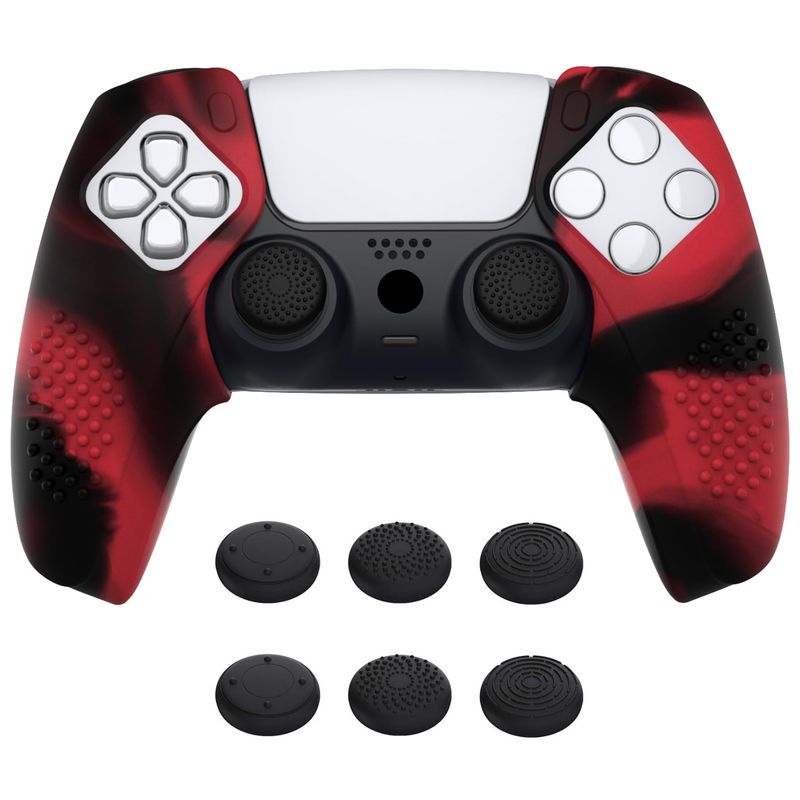 PlayVital 3D Studded Edition Red Black Ergonomic Soft Silicone Case ...
