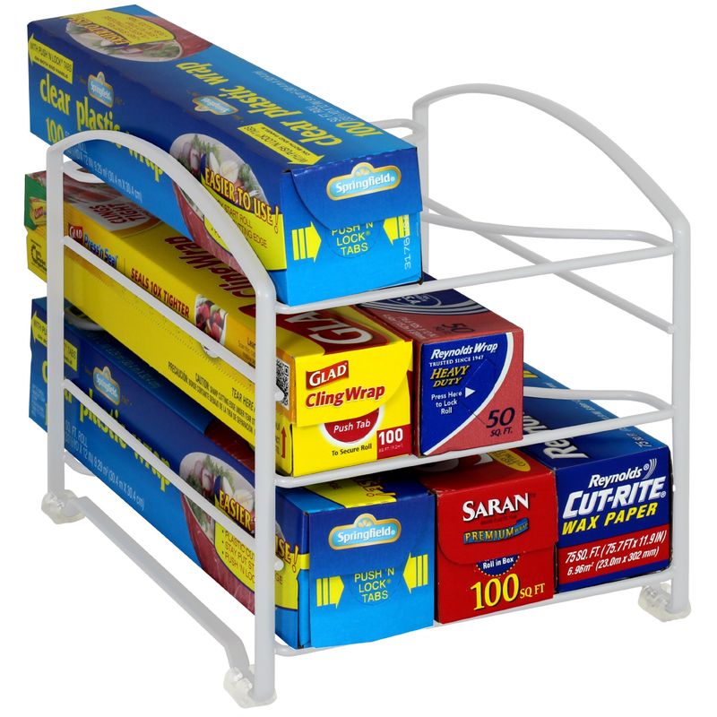 DecoBros Kitchen Wrap Organizer Rack,White (Small/Standard, 2-1/2" BOX ...