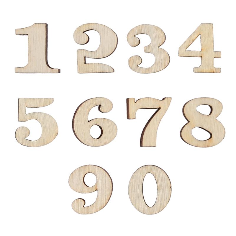 GroveEss 100PCS Wooden Number Embellishment,Number 0 to 9 DIY Art Craft ...