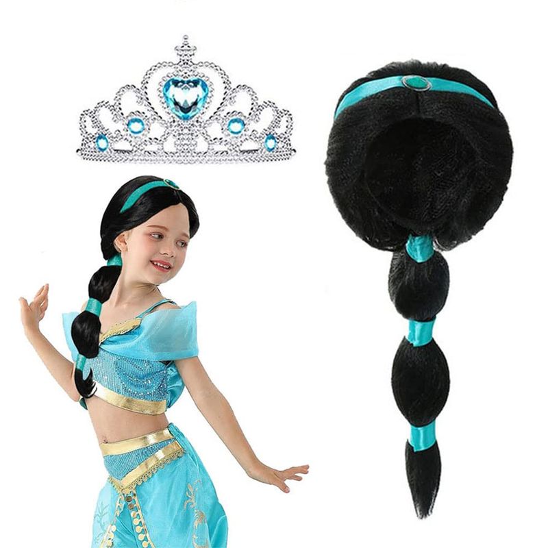Arabian Princess Wig for Girls Jasmine Braid with Princess Tiara ...