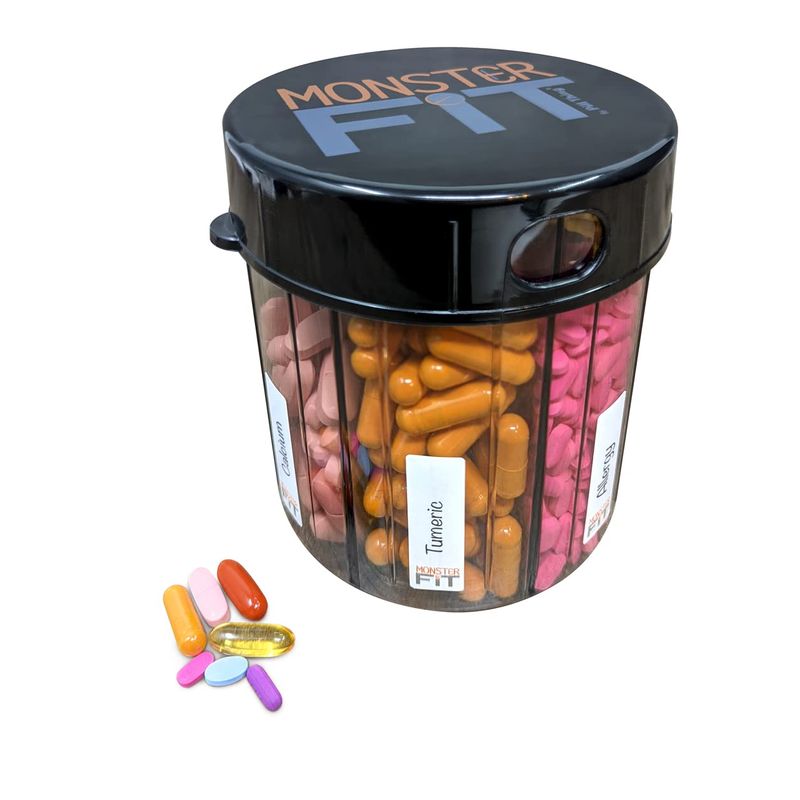 Monster Supplement Medicine Pill Organizer Dispenser, 7 Compartments ...