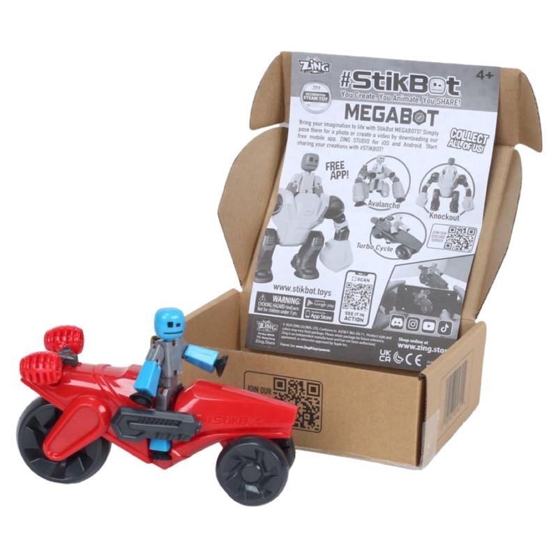 Zing Stikbot Megabots - Red (Turbo Cycle) Stikbot Poseable Collectible ...