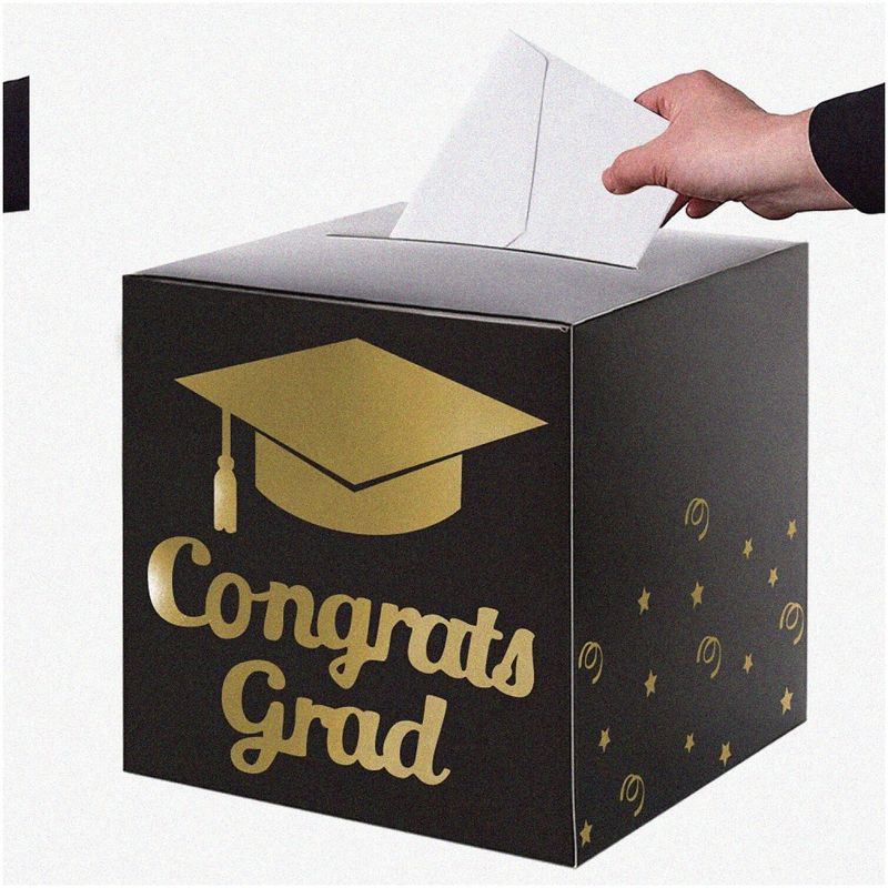 Congrats Grad Cap Box: Foldable Cardboard Holder for Graduation Party ...