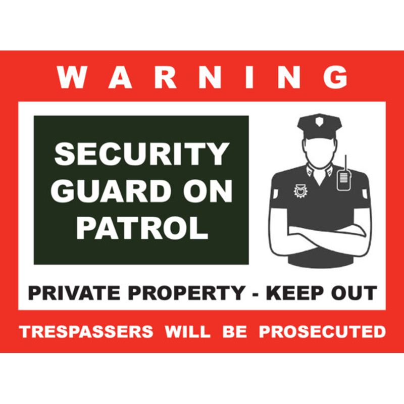 Security Guard On Patrol Warning Stickers / 6 Pack + FREE Shipping ...