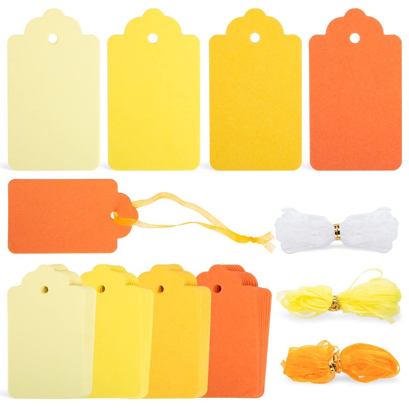 SallyFashion 100PCS Gift Tags, Yellow Paper Tags Hanging Label with ...