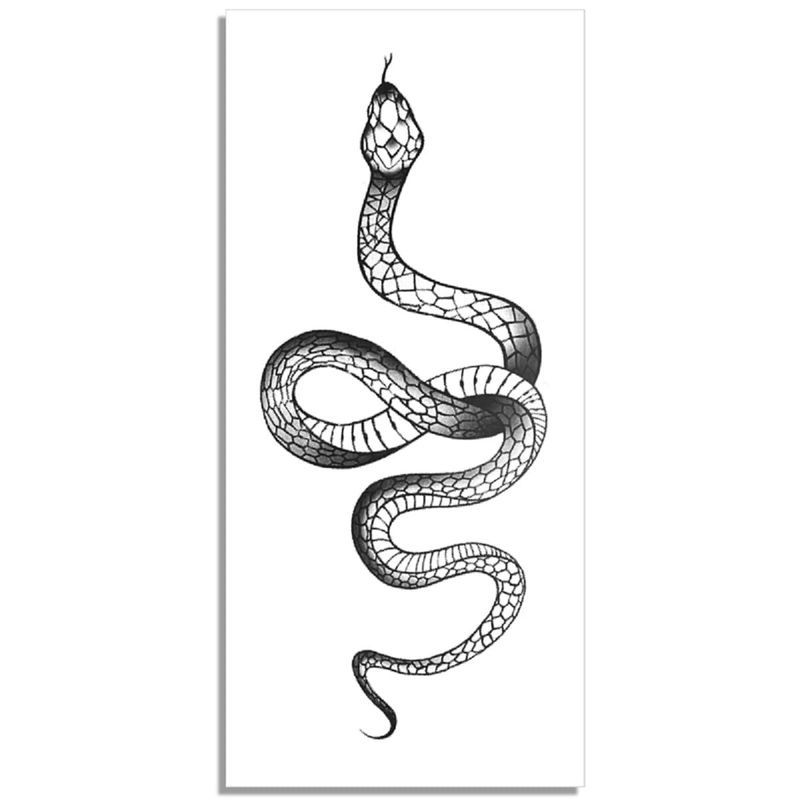 Fashion Realistic Big Size Black Snake Temporary Tattoo Stickers for ...