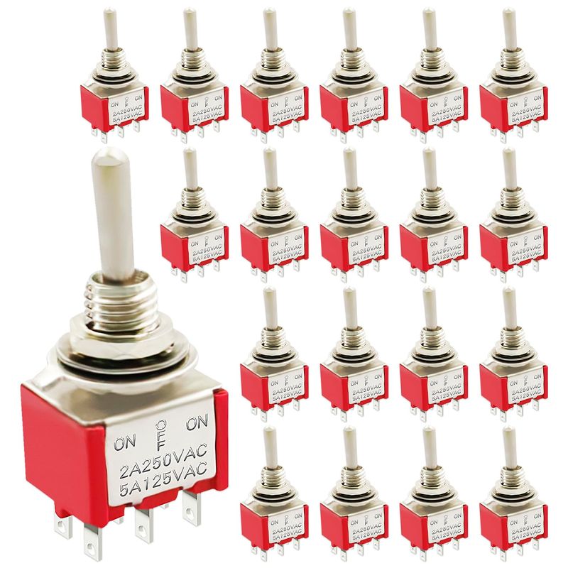 DaFuRui Spdt Toggle Switch，20Pack 3 Position 6 Pin ON-Off-ON Metal ...