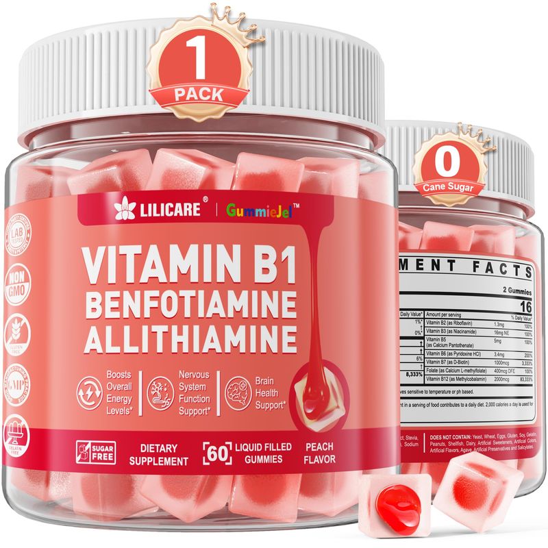 Vitamin B1 Gummies with Benfotiamine 300mg, Allithiamine, Thiamine ...