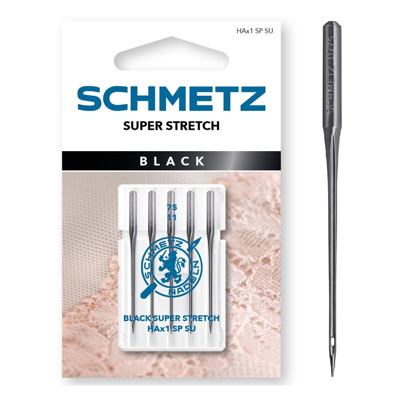 SCHMETZ | 5 Sewing Machine Needles | Black Super Stretch | HAx1 SP SU | Needle Thickness 75/11 ...