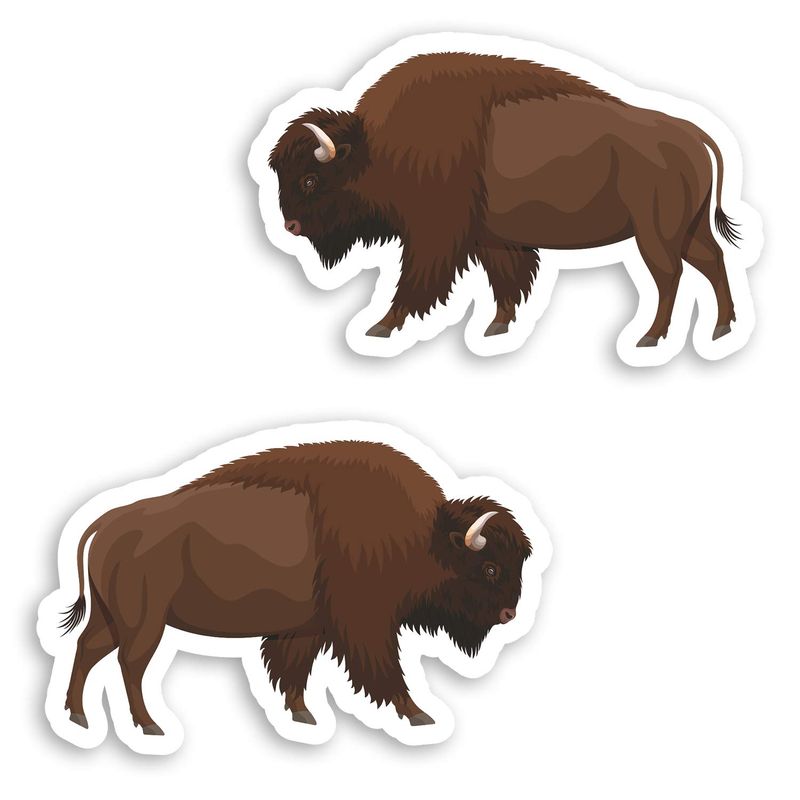 2 x 10cm American Bison Vinyl Stickers - Wild Animal Cartoon Sticker ...