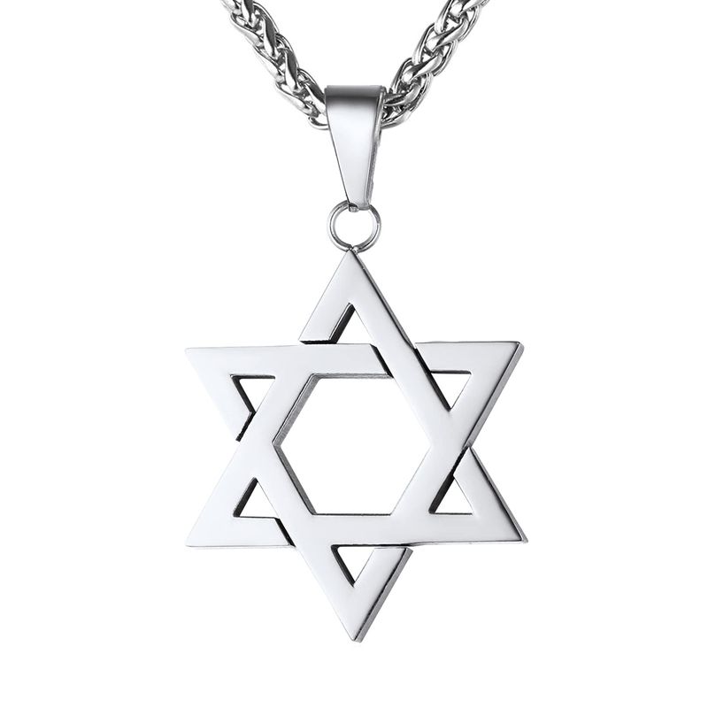 U7 Jewish Megan Star Pendant Stainless Steel Wheat Rope Chain with Star ...