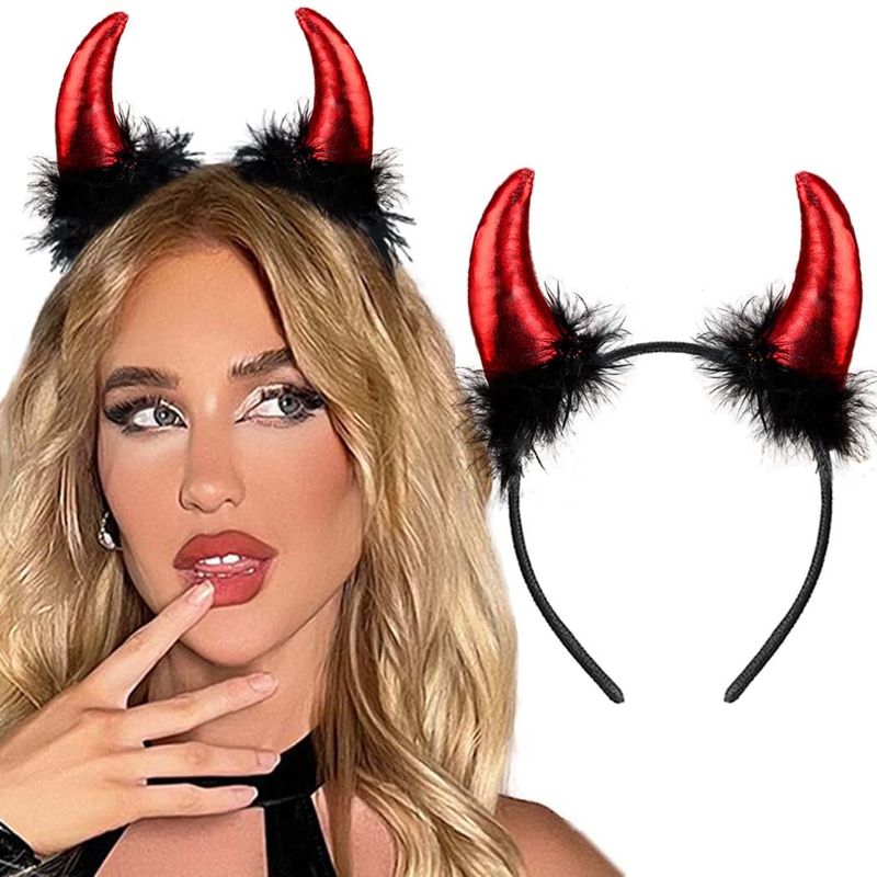 Outyua Devil Horns Headband Halloween Headbands for women Devil Ears ...