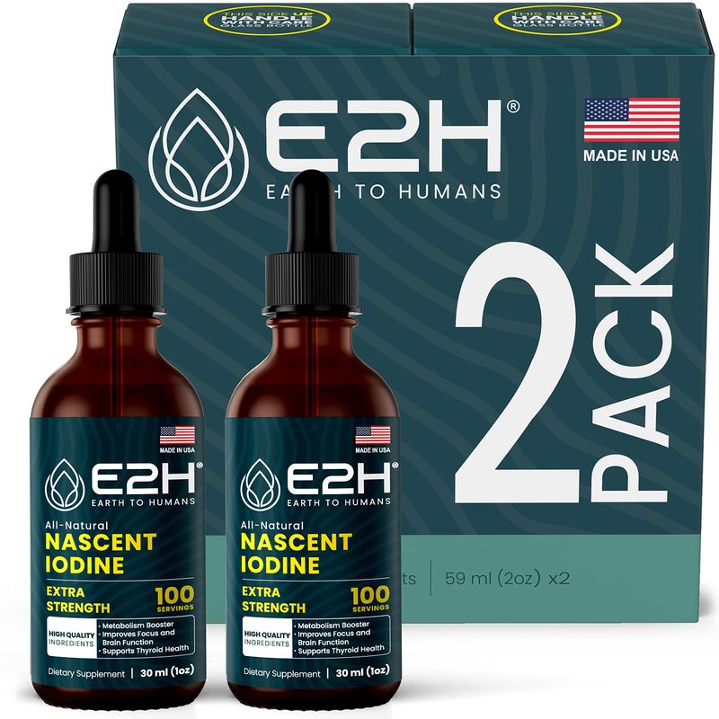 E2H Vegan Liquid Iodine - Thyroid Support and Cognitive Function - Boost Your Metabolism and ...
