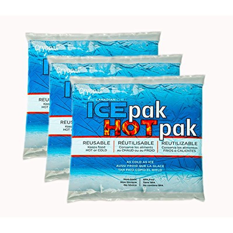 Cryopak Reusable Ice Pak Hot Pak 3-Pack - For Coolers, Lunch Box and ...